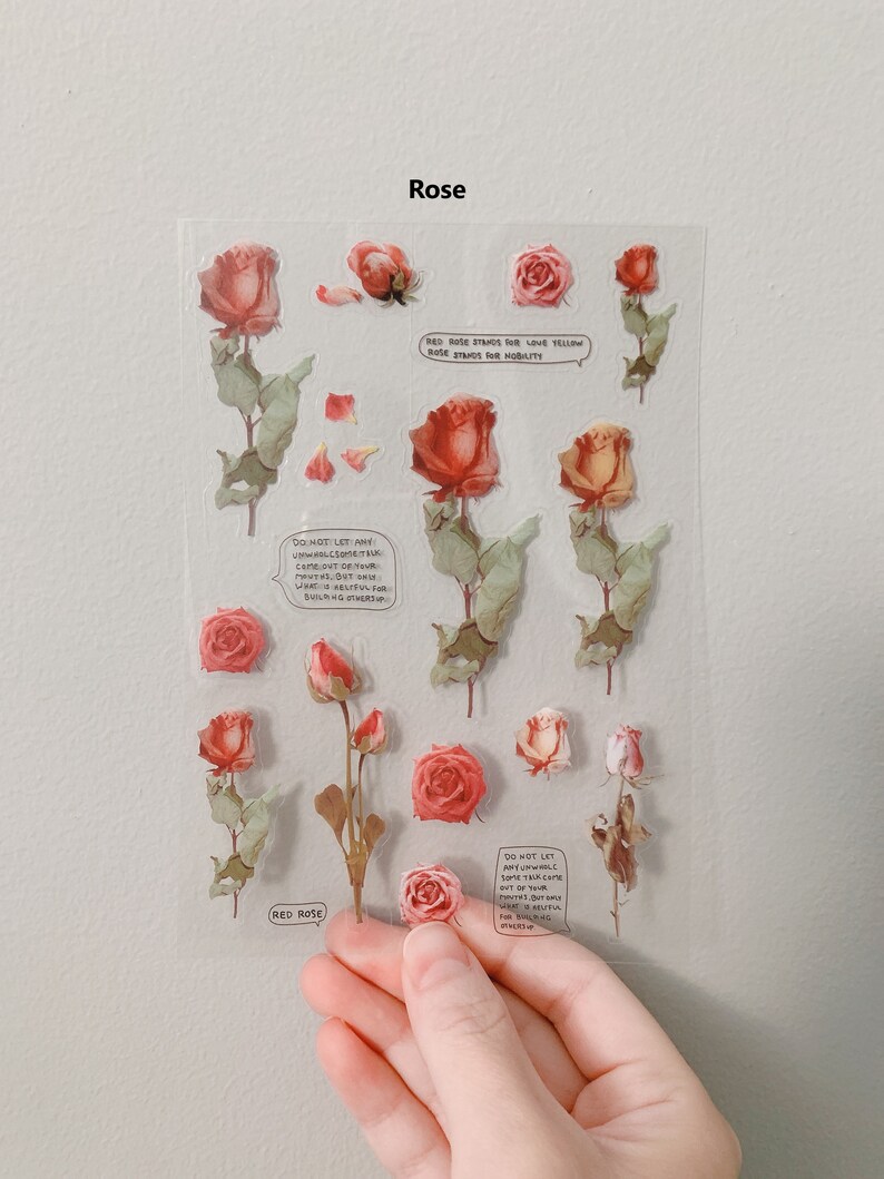 Clear Flowers Sticker Sheet Die-cut Floral Themed Stickers - Etsy