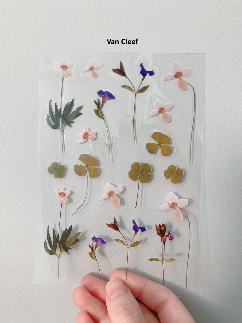 Clear Flowers Sticker Sheet Die-cut Floral Themed Stickers - Etsy