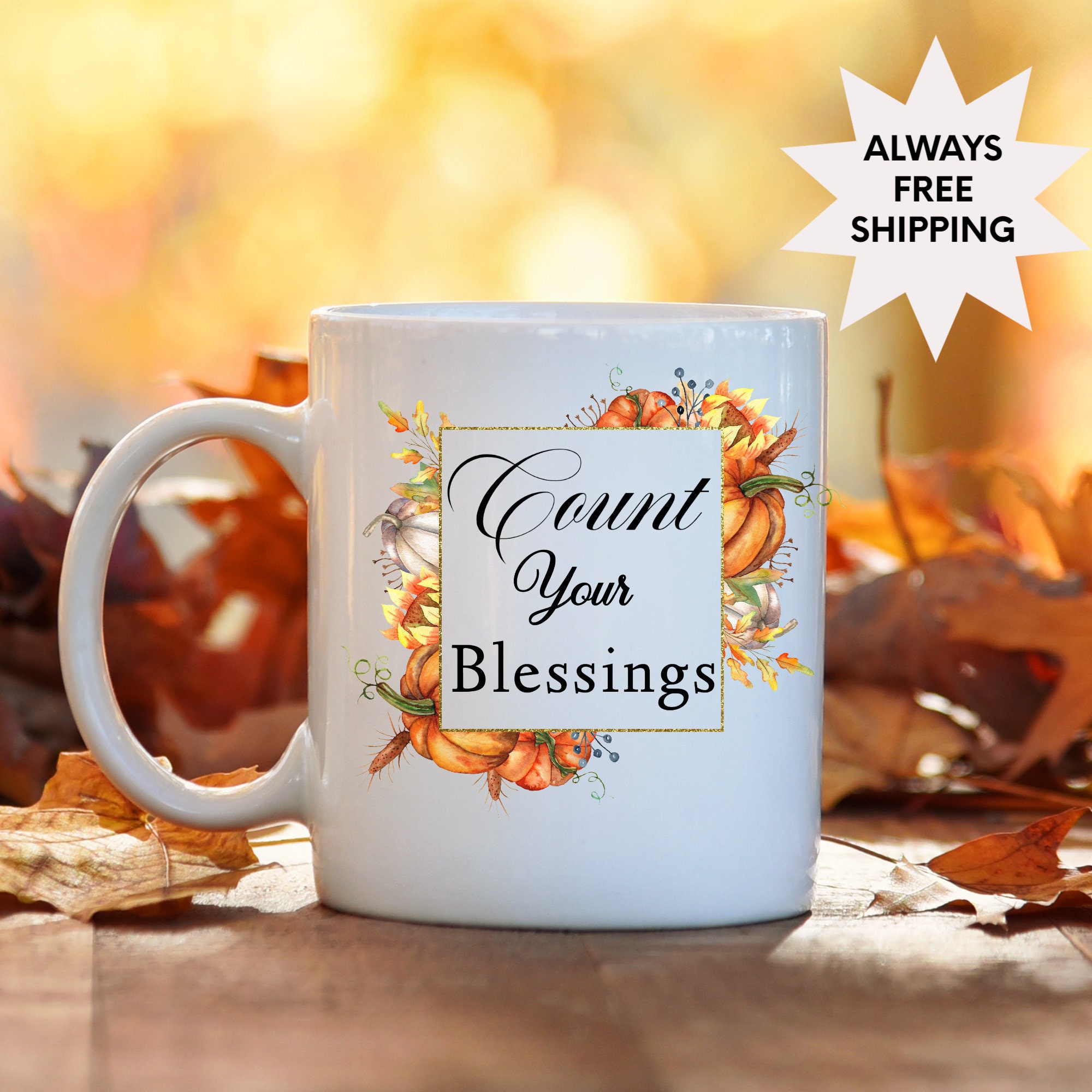 Fall Mug, Cute Fall Mug, Pumpkins, Count Your Blessings Mug, Christian ...