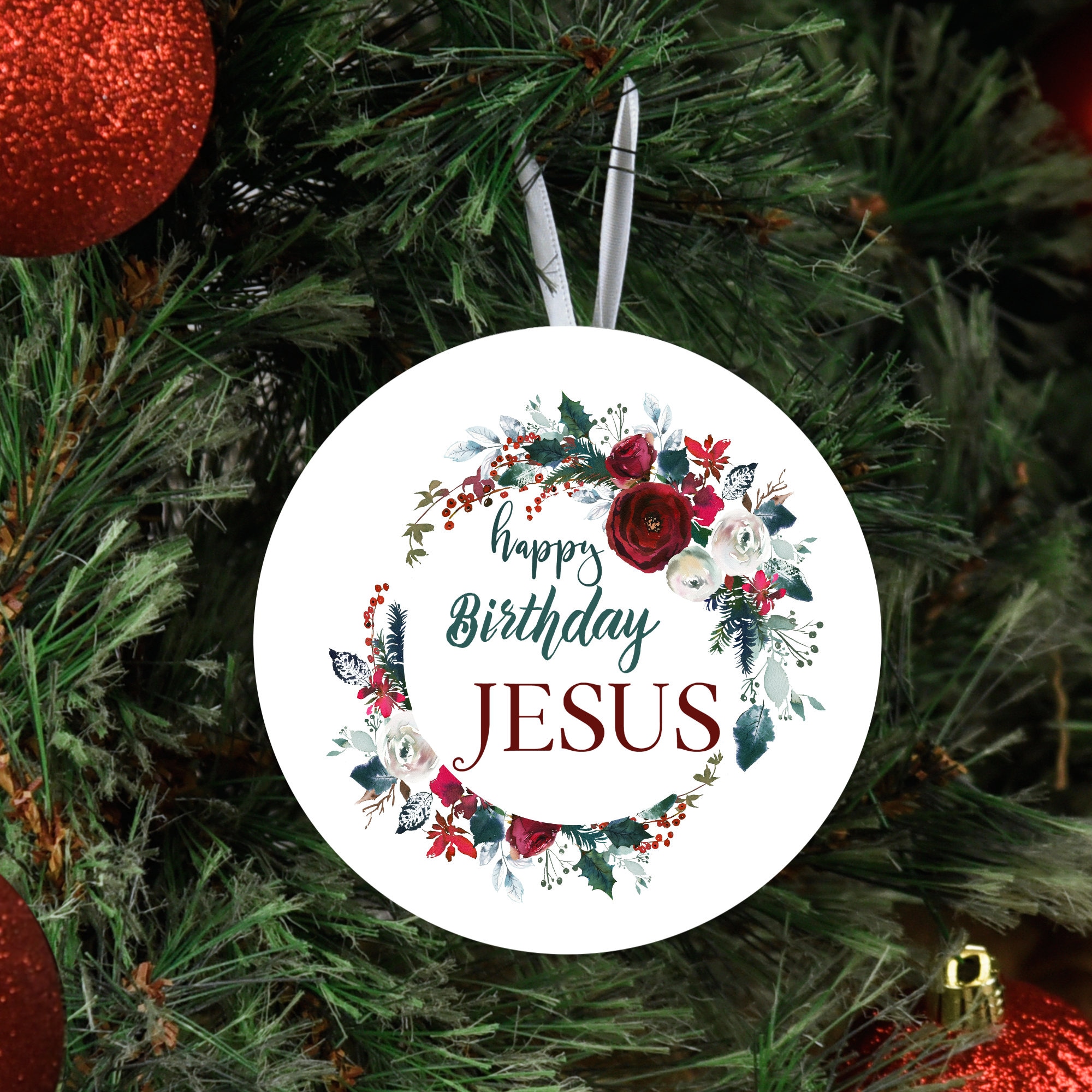Happy Birthday Jesus Ornament, Watercolor Christmas, Christian ...