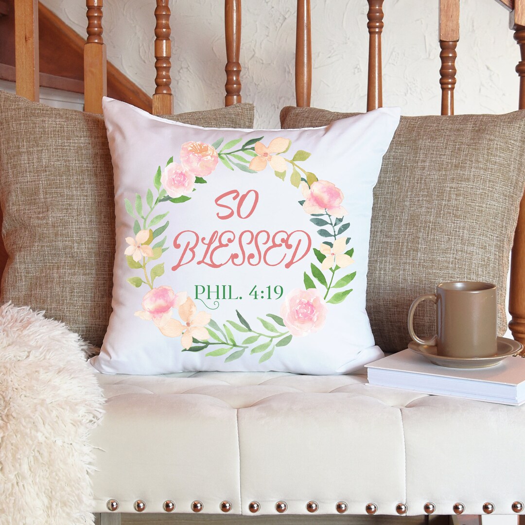Blessed Christian Pillow, Faith Pillow, Farmhouse Pillow - Etsy