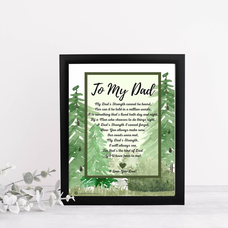 To My Dad Poem, Father's Day Gift, Birthday Gift for Dad, Poem for Dad ...