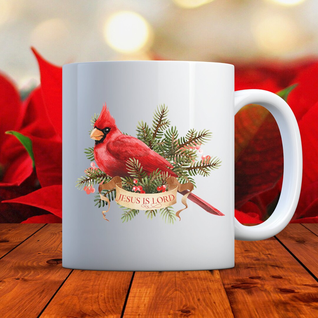 Cardinal Christmas Mug, Jesus is Lord Mug, Happy Birthday Jesus, Gift ...