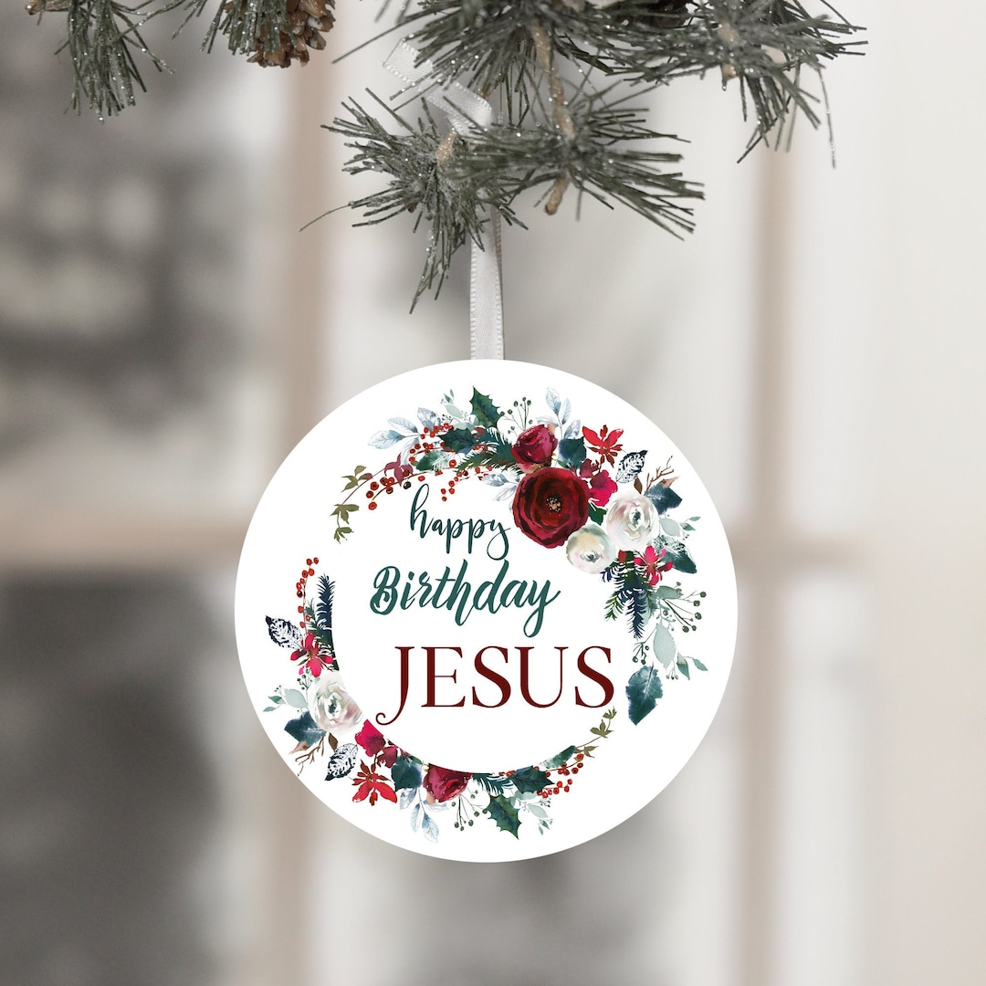 Happy Birthday Jesus Ornament, Watercolor Christmas, Christian ...
