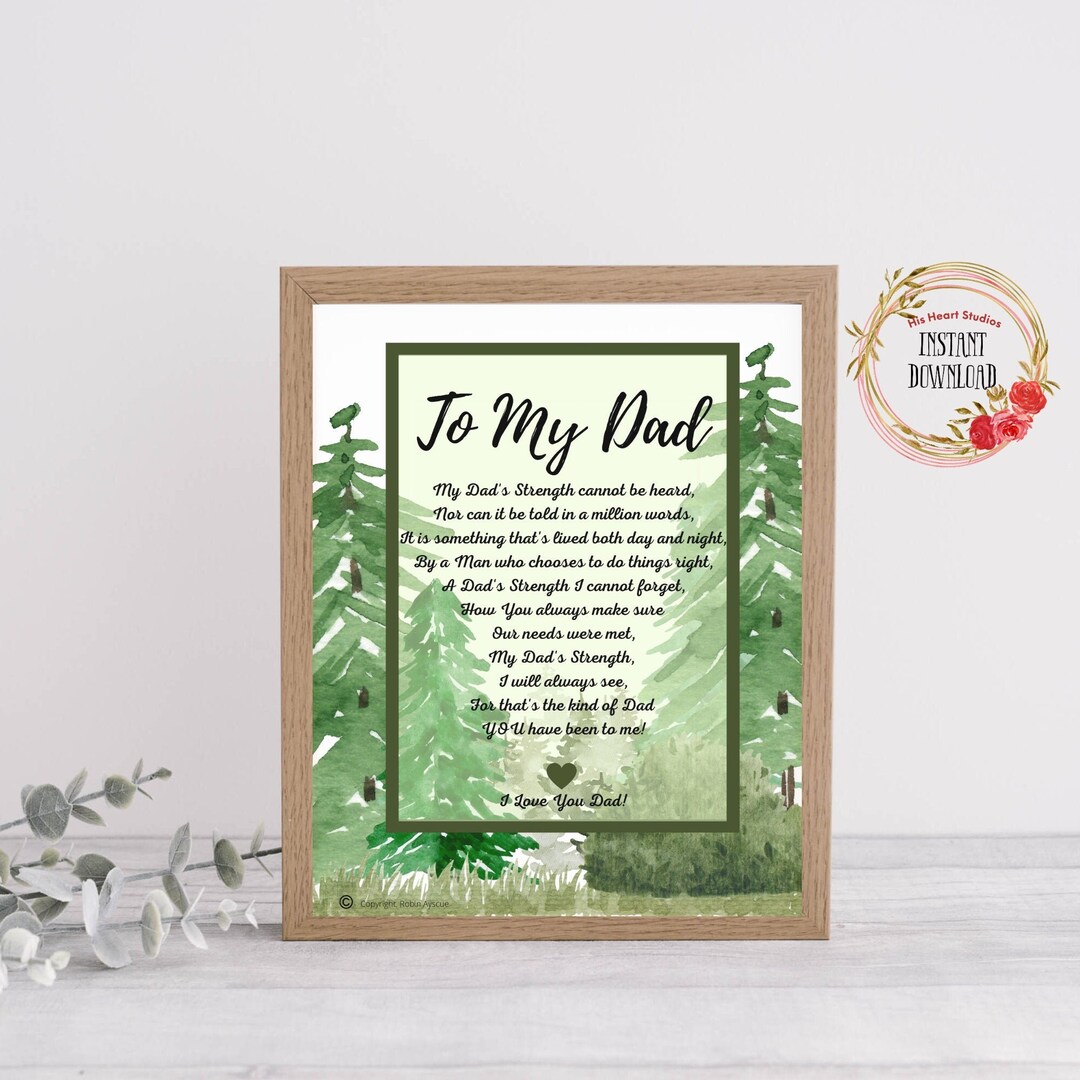 To My Dad Poem, Father's Day Gift, Birthday Gift for Dad, Poem for Dad ...