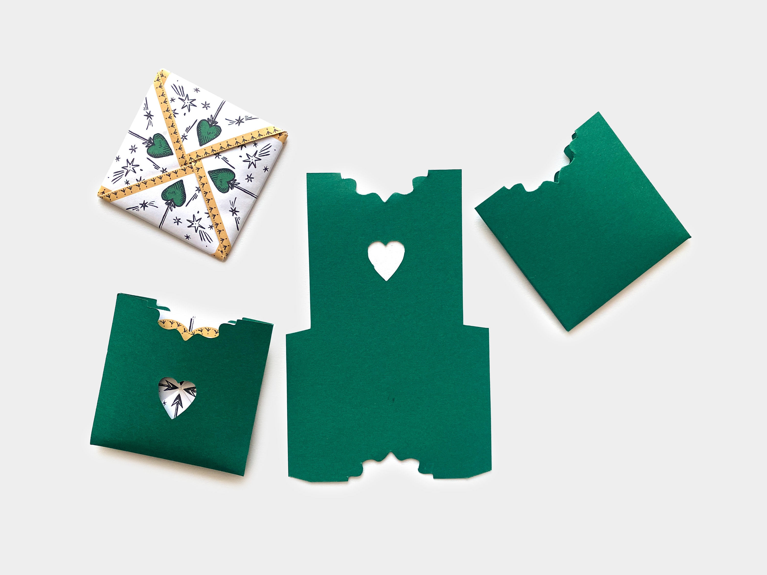 Printable Heart Square Envelope Template X Love Valentine Puzzle Purse ...