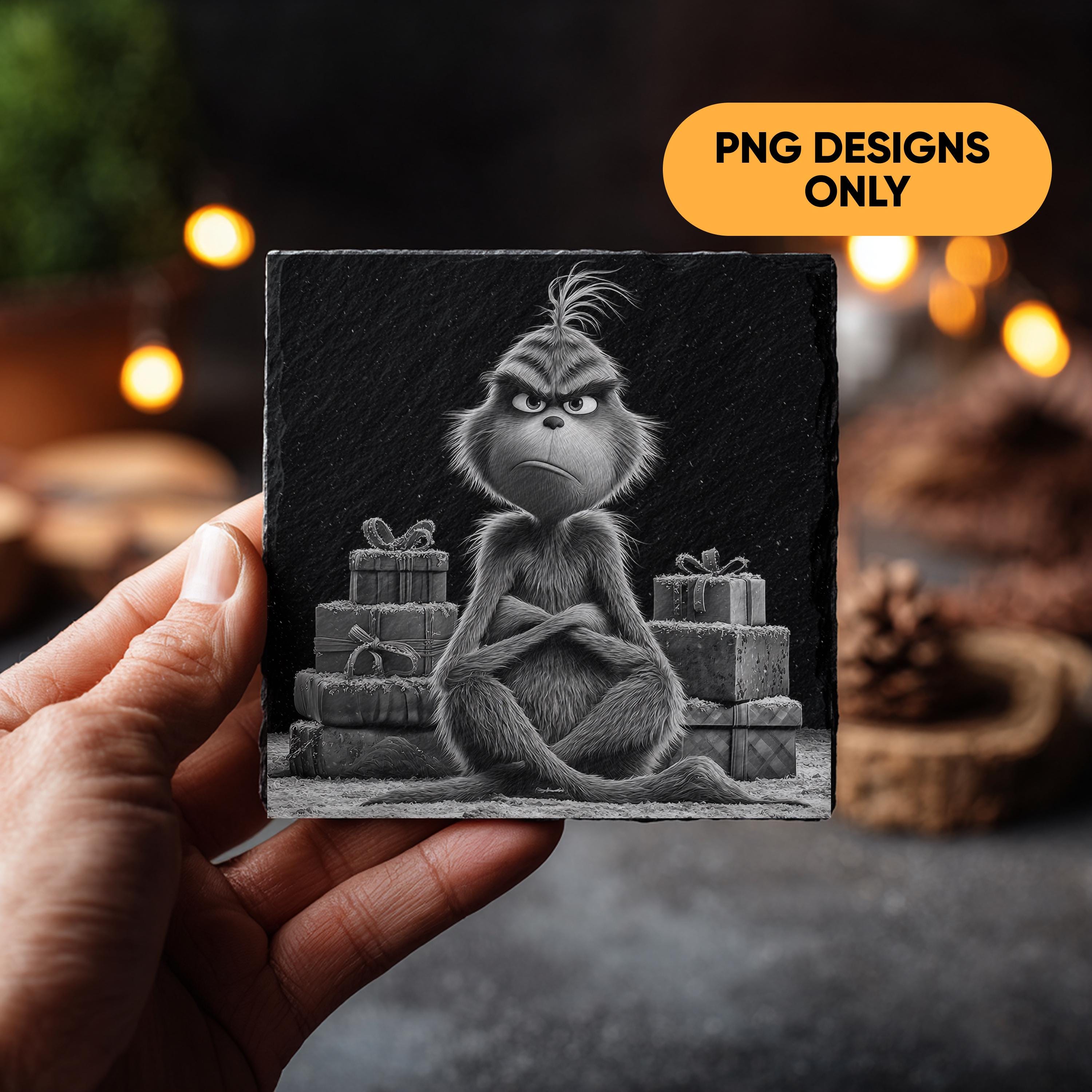 Grinch Slate Coaster PNG, Christmas Engraving Files, Laser Illusion ...