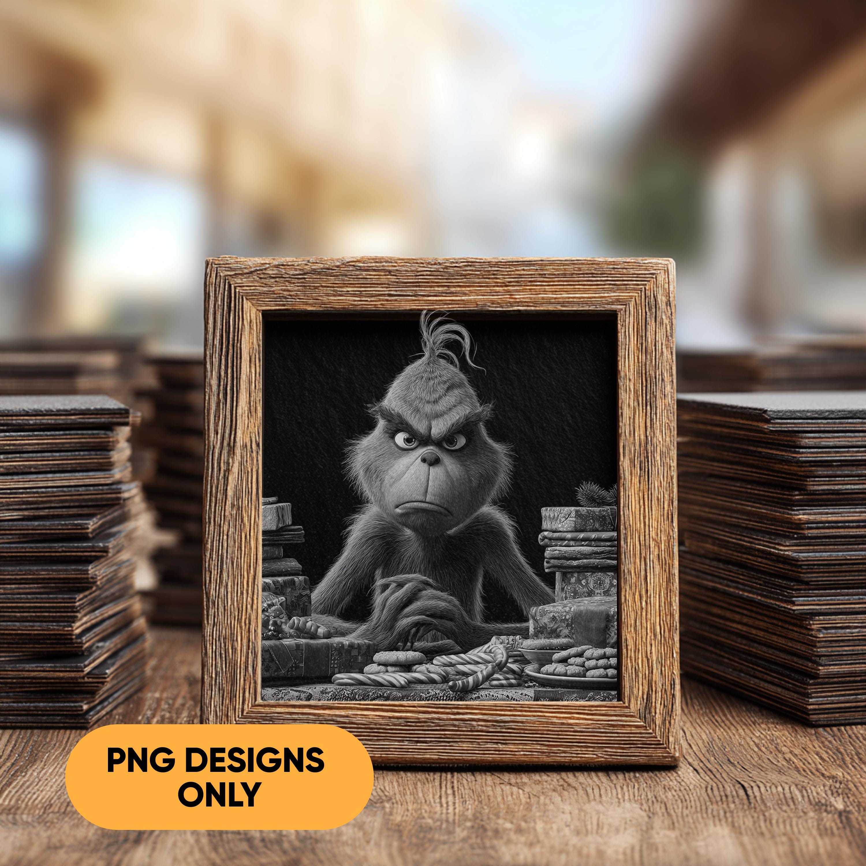 Grinch Slate Coaster PNG, Christmas Engraving Files, Laser Illusion ...