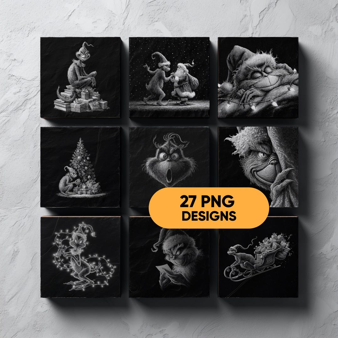 Grinch Christmas Engraving Designs for Slate Coaster - PNG Files for ...