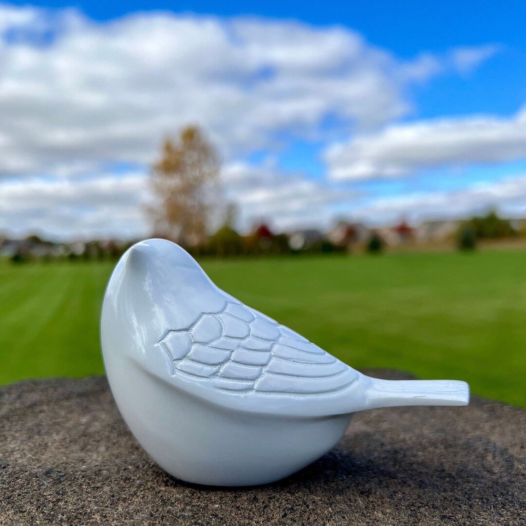 Songbird Keepsake for Pet Ashes Contemporary Pearl White Cremation ...