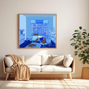 Cat Illustration Digital Download Wallart Modern Art Print - Etsy