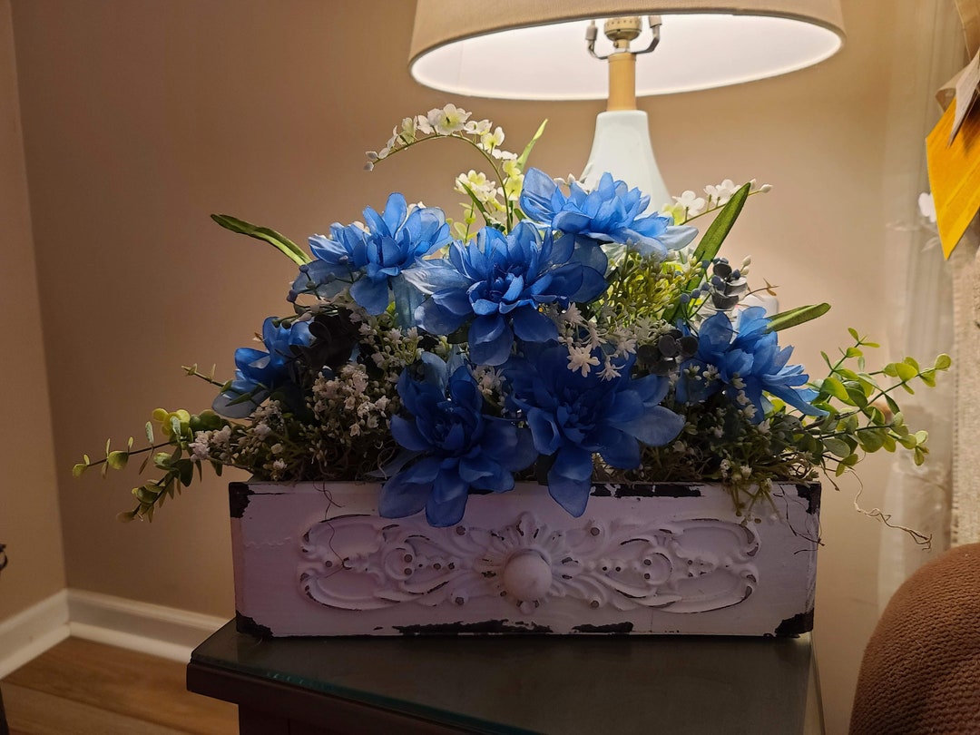 Shabby Chic Flower Arrangement - Blue - Etsy