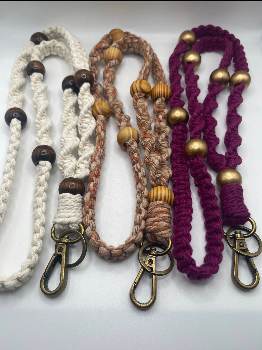 CUSTOM! Macrame Lanyard , Beaded Lanyard , Handmade Gift , Custom ...