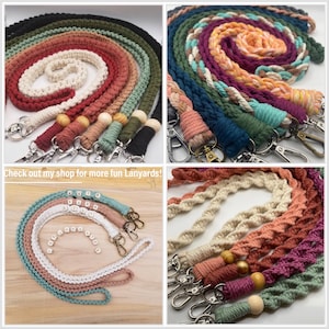 CUSTOM! Macrame Lanyard , Braided Lanyard for ID and Keys ,macrame ...