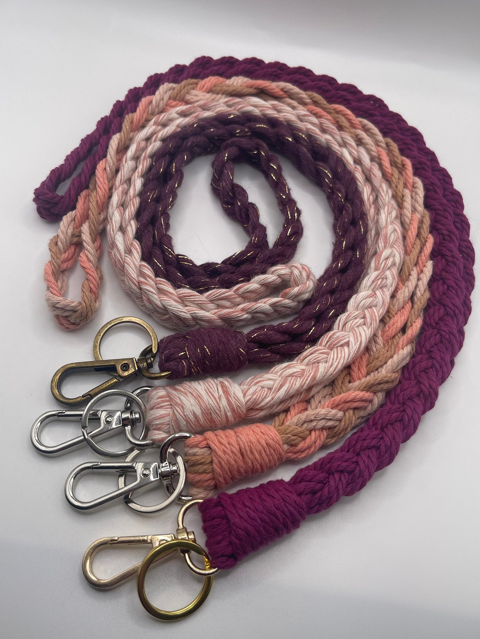 CUSTOM Macrame Lanyard Braided Lanyard for ID and Keys - Etsy