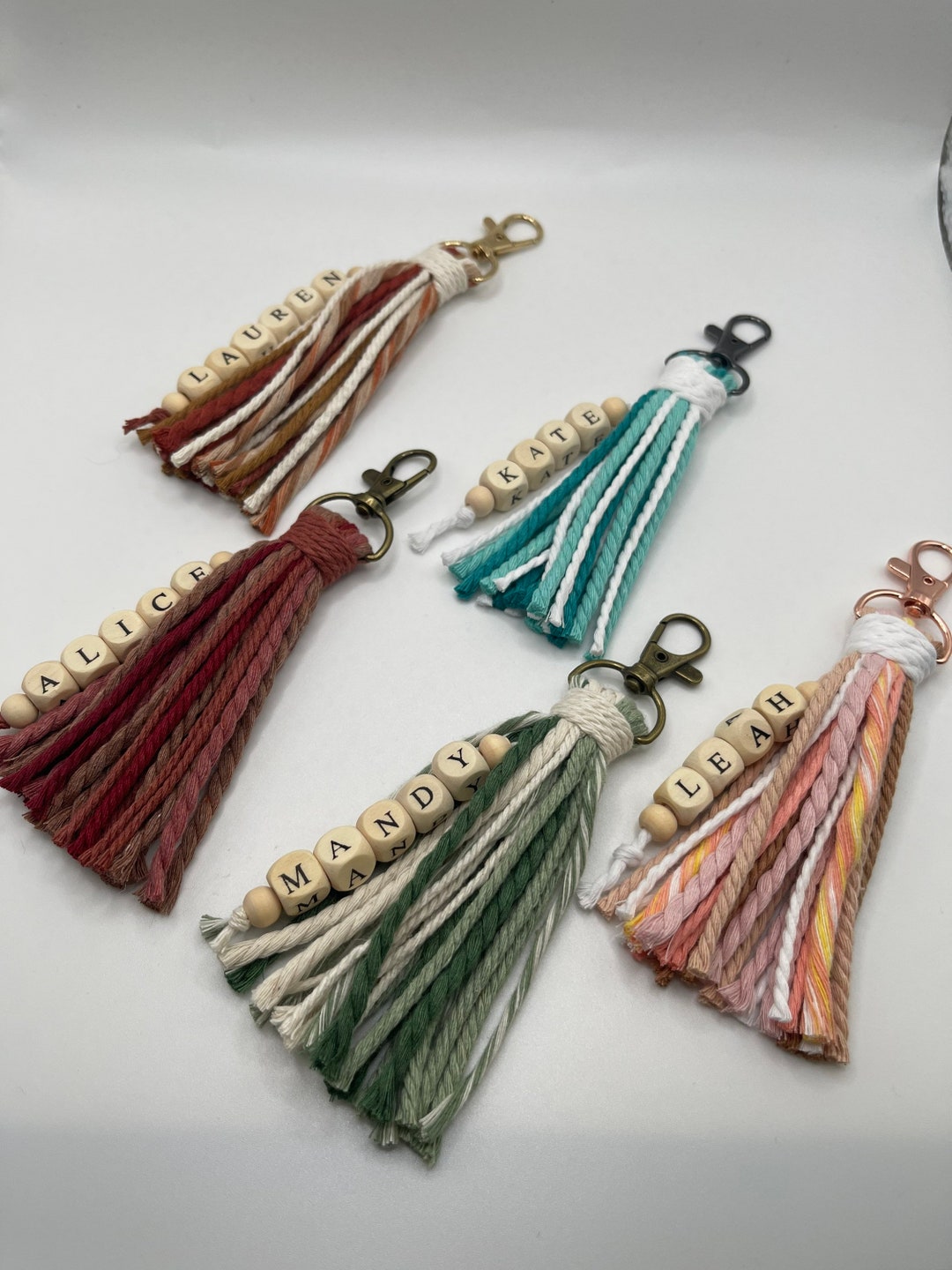 Personalized Keychain, Purse Accessory , Small Gift , Macrame Keychain ...