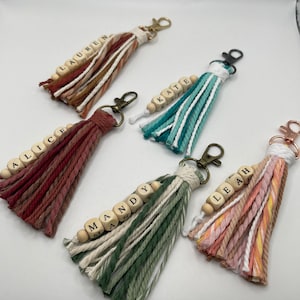 Personalized Keychain, Purse Accessory , Small Gift , Macrame Keychain ...