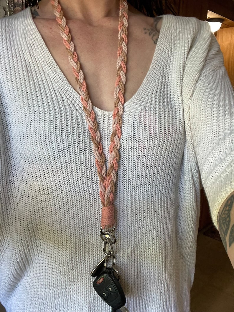 CUSTOM Macrame Lanyard Braided Lanyard for ID and Keys - Etsy