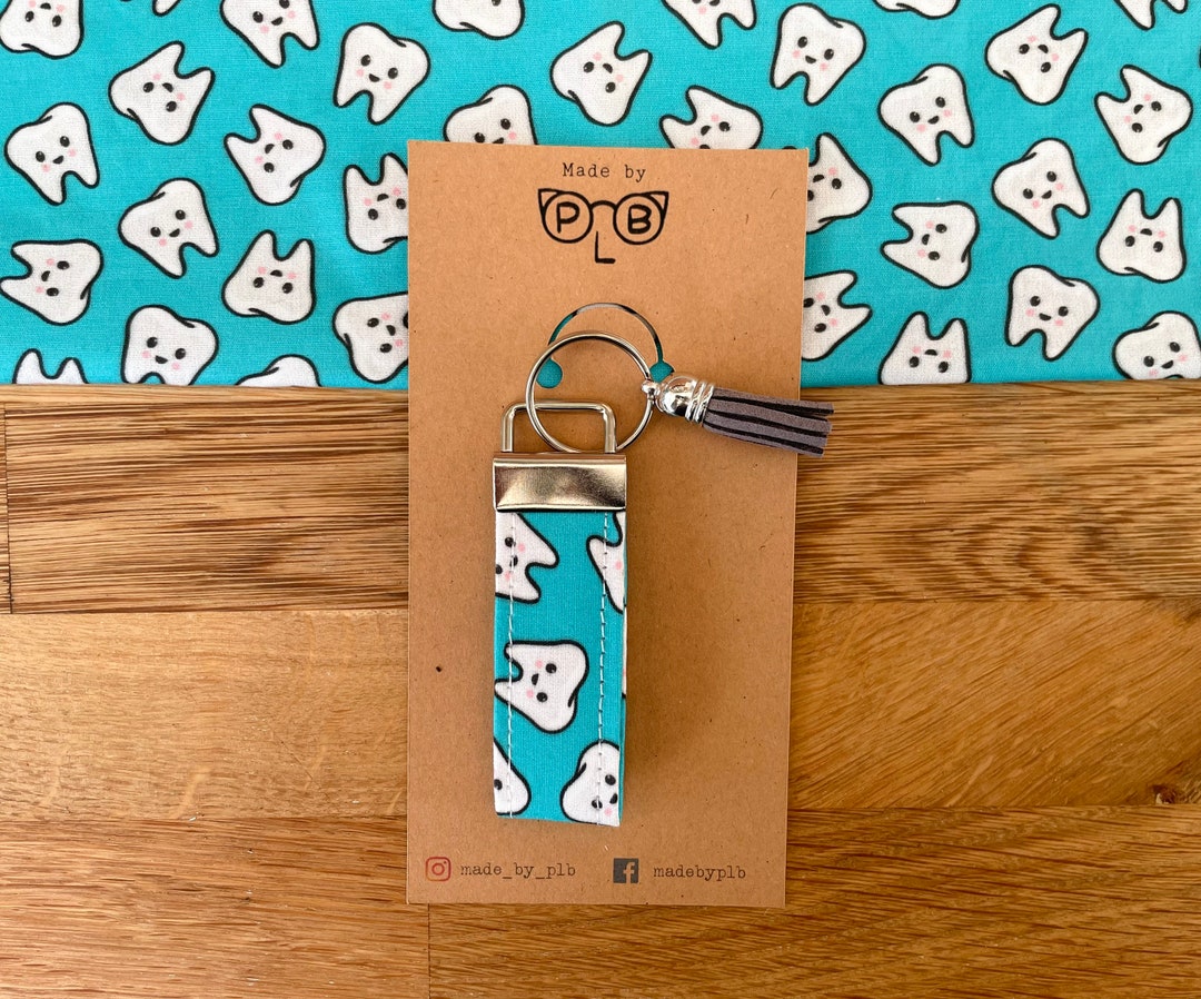 Teal Blue Green Tooth Fabric Mini Wristlet Keyfob Gift for - Etsy