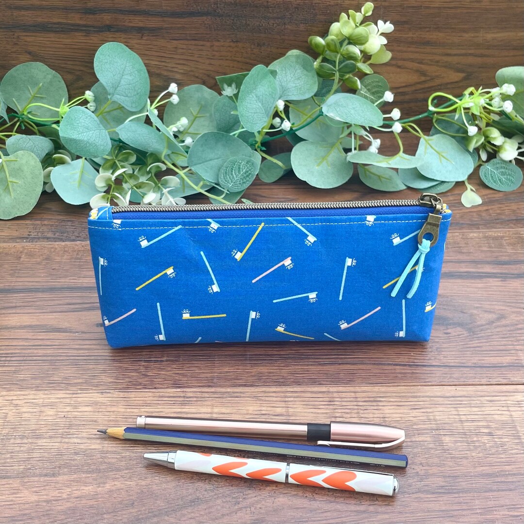 Cobalt Blue Toothbrush Pencil Case, Zipped Pen Pouch, Gift for Trainee ...