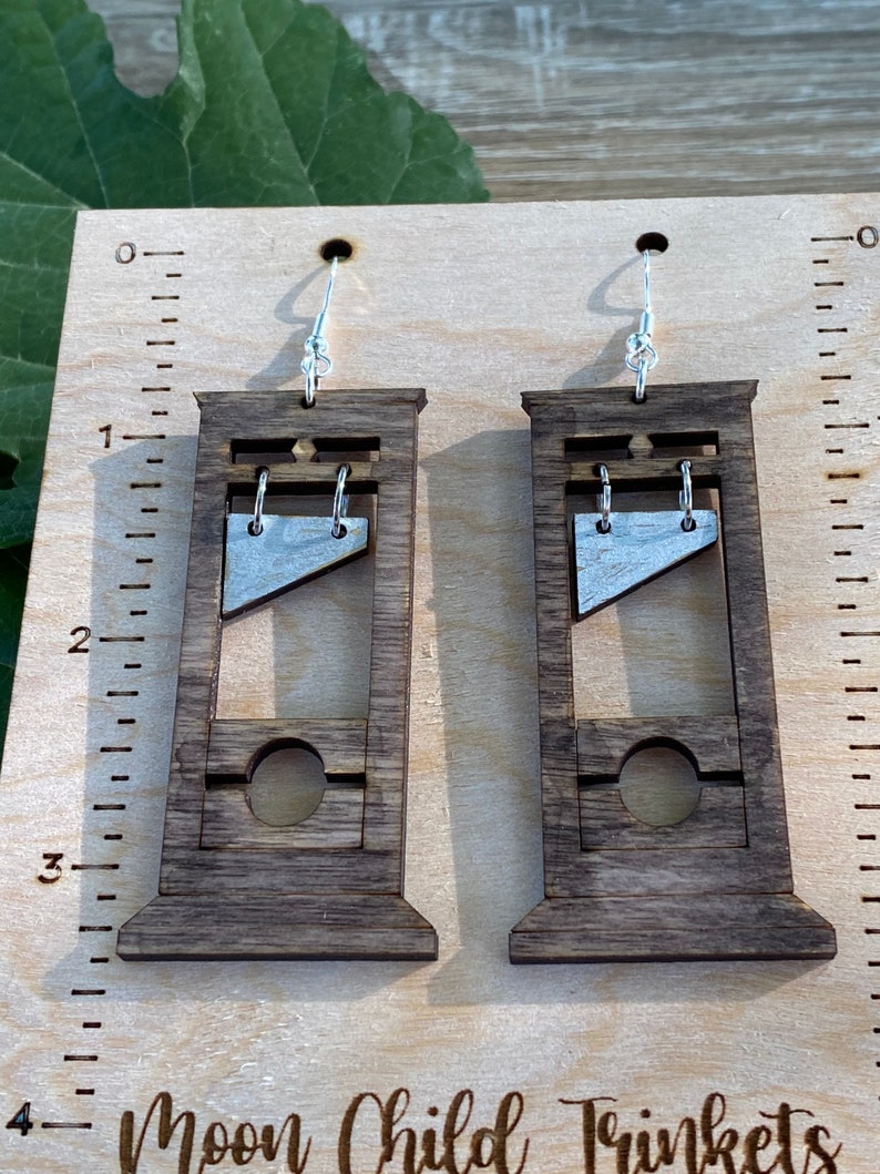 Halloween Guillotine Hand Painted Wooden Dangle Earrings ...