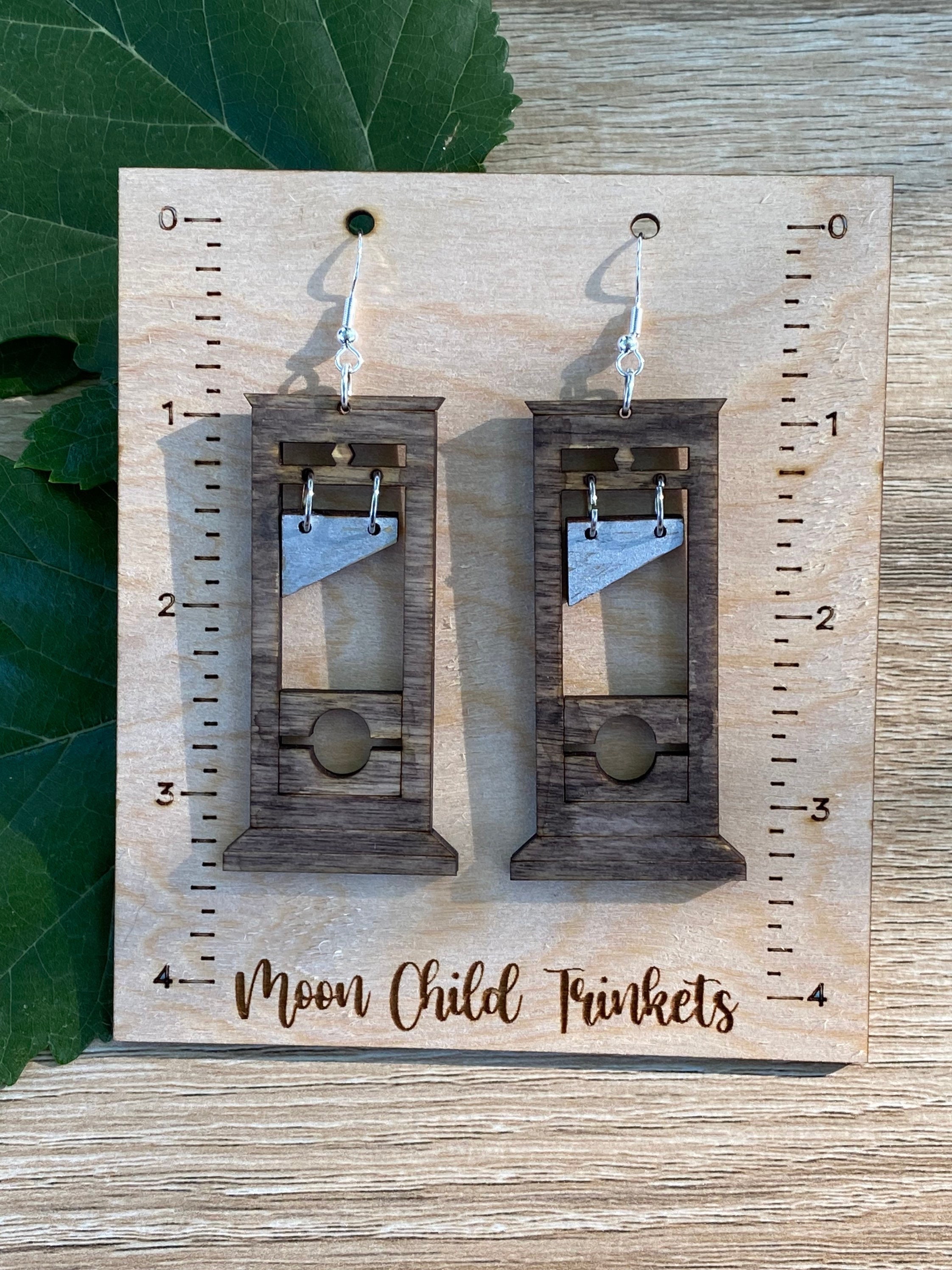 Halloween Guillotine Hand Painted Wooden Dangle Earrings ...