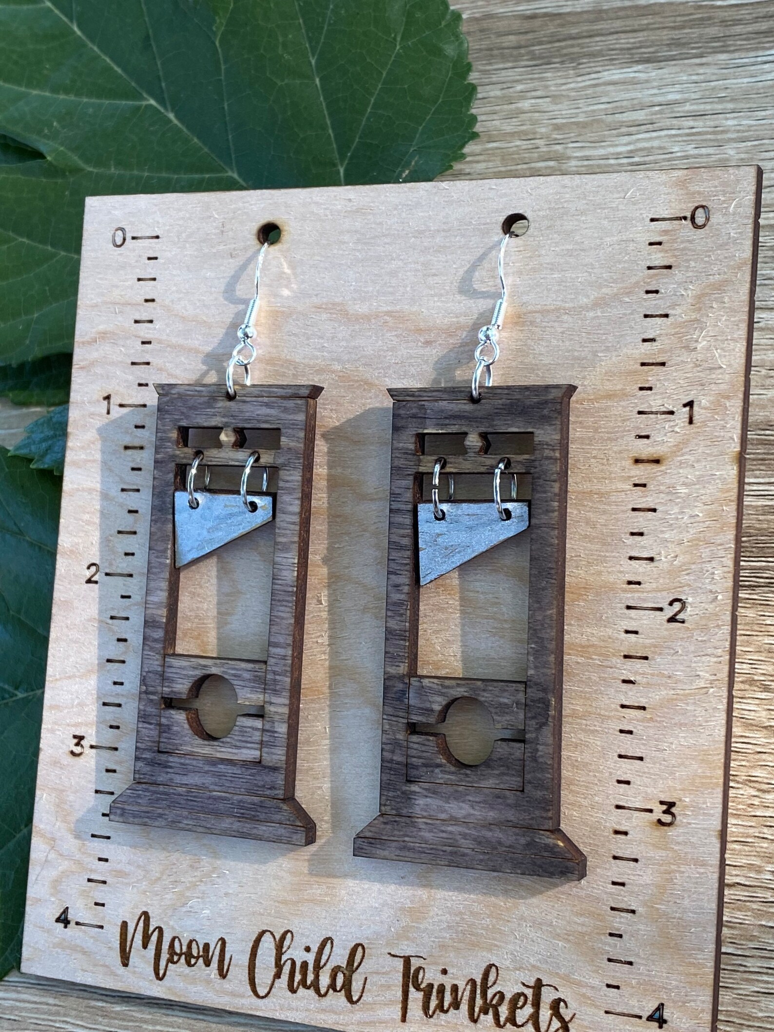 Halloween Guillotine Hand Painted Wooden Dangle Earrings - Etsy