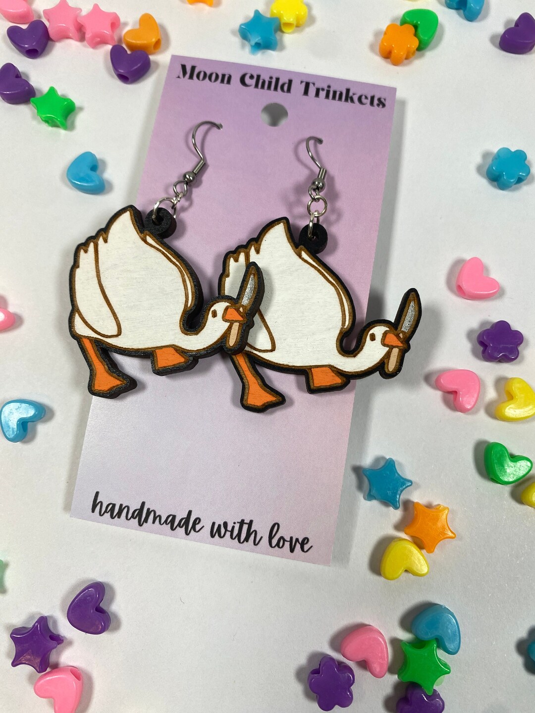 Goose Rage Earrings, Hilarious Wood Dangles, Hypoallergenic Funny ...