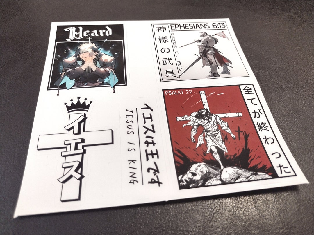 Anime-style Christian Sticker Pack 5 Christian Anime Laptop Stickers ...