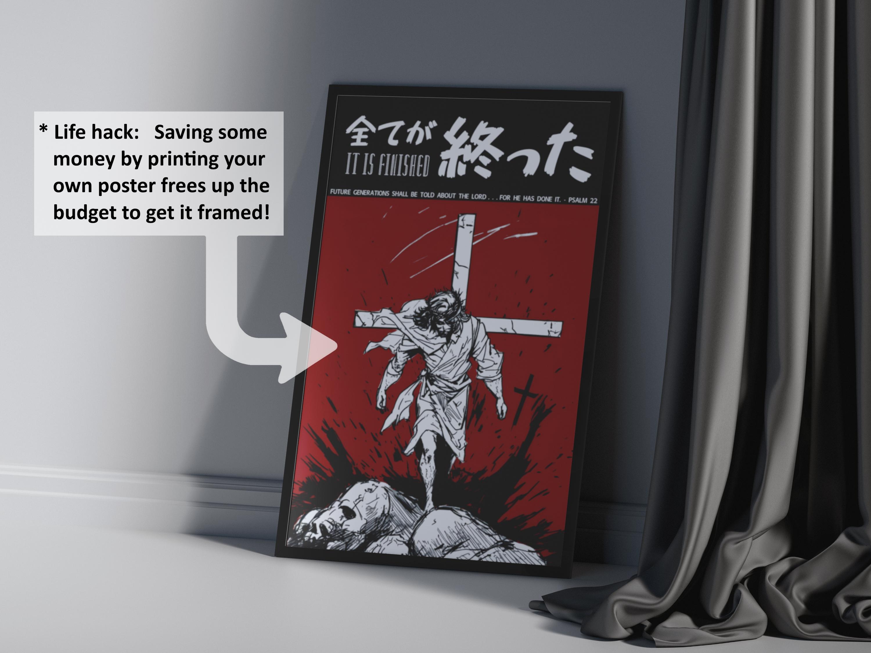 Anime Bible Verse DIGITAL PRINT "it is Finished" Christian Anime Poster ...