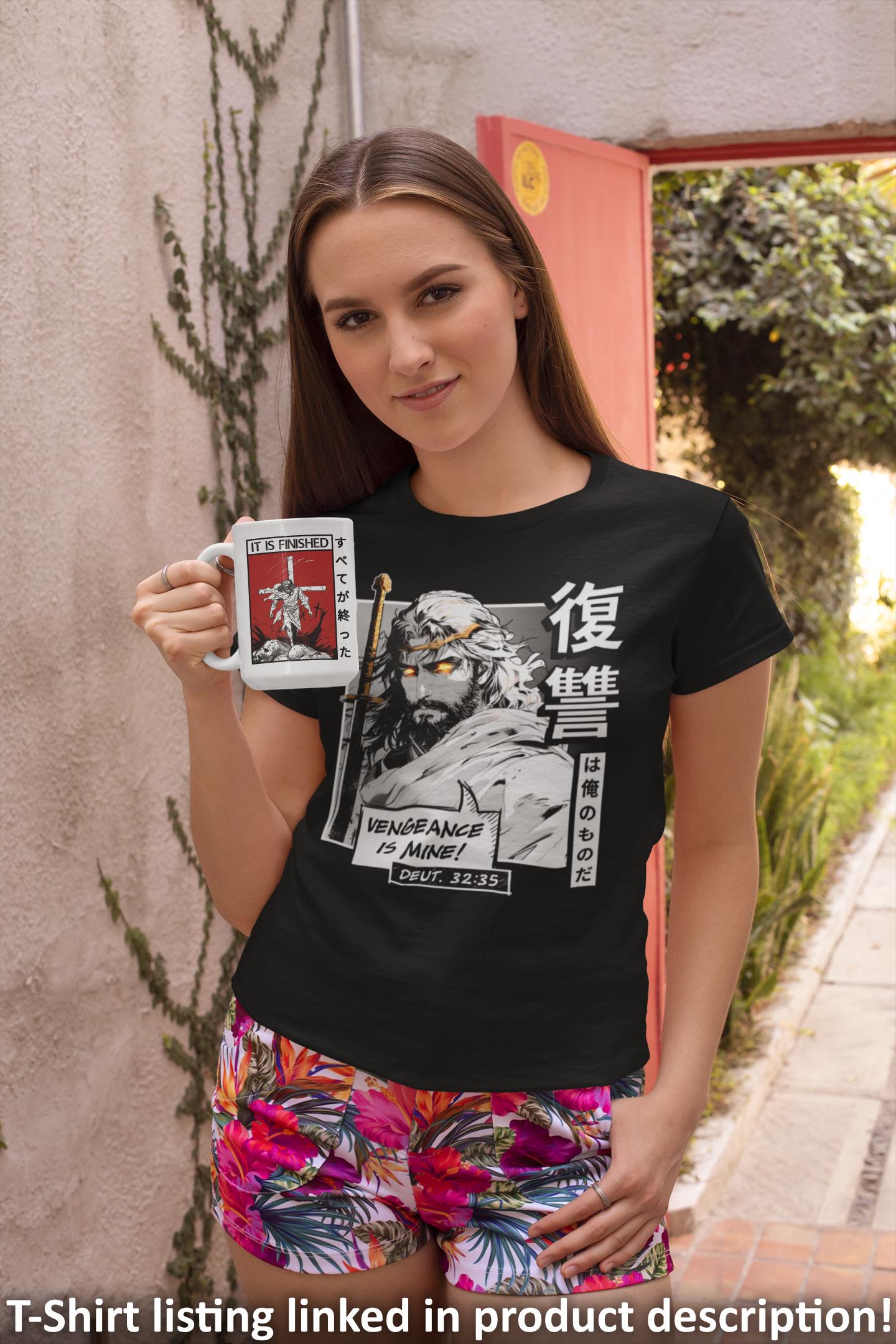 Christian Anime Mug - Retro 90s Anime Artwork - “it is Finished” Faith ...