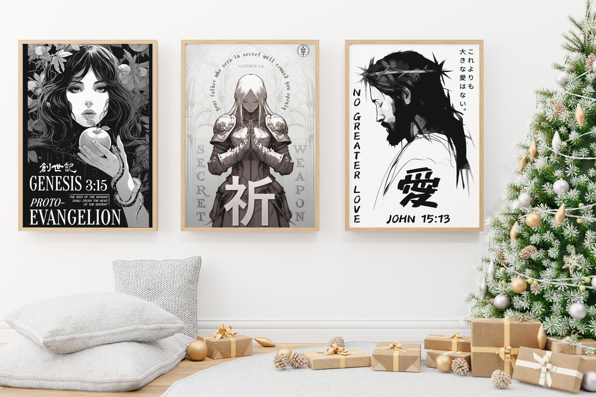 Jesus Anime Bible Poster Japanese Love Kanji Symbol no Greater Love ...
