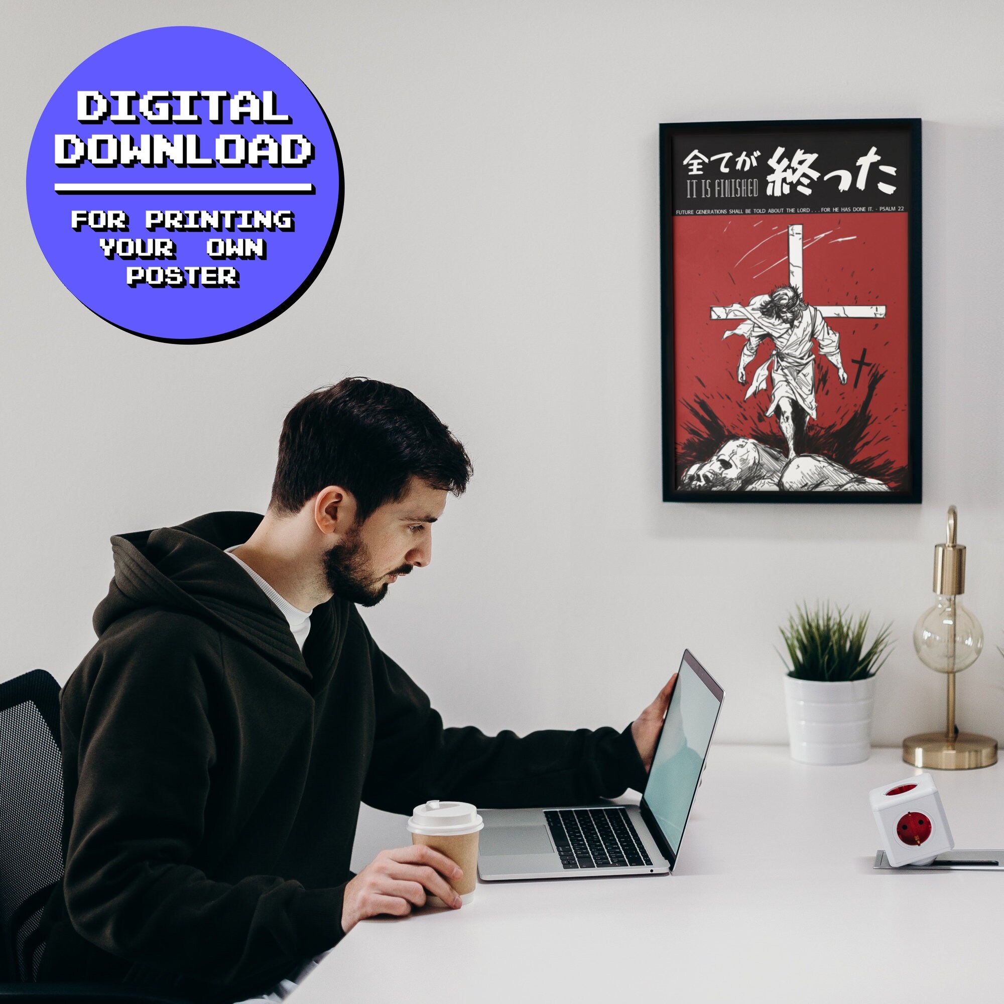 Anime Bible Verse DIGITAL PRINT it is Finished Christian Anime Poster ...