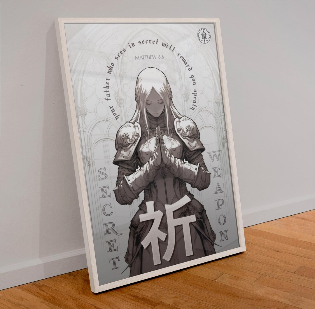 Anime Prayer Warrior Aesthetic Print "secret Weapon" Christian Anime ...