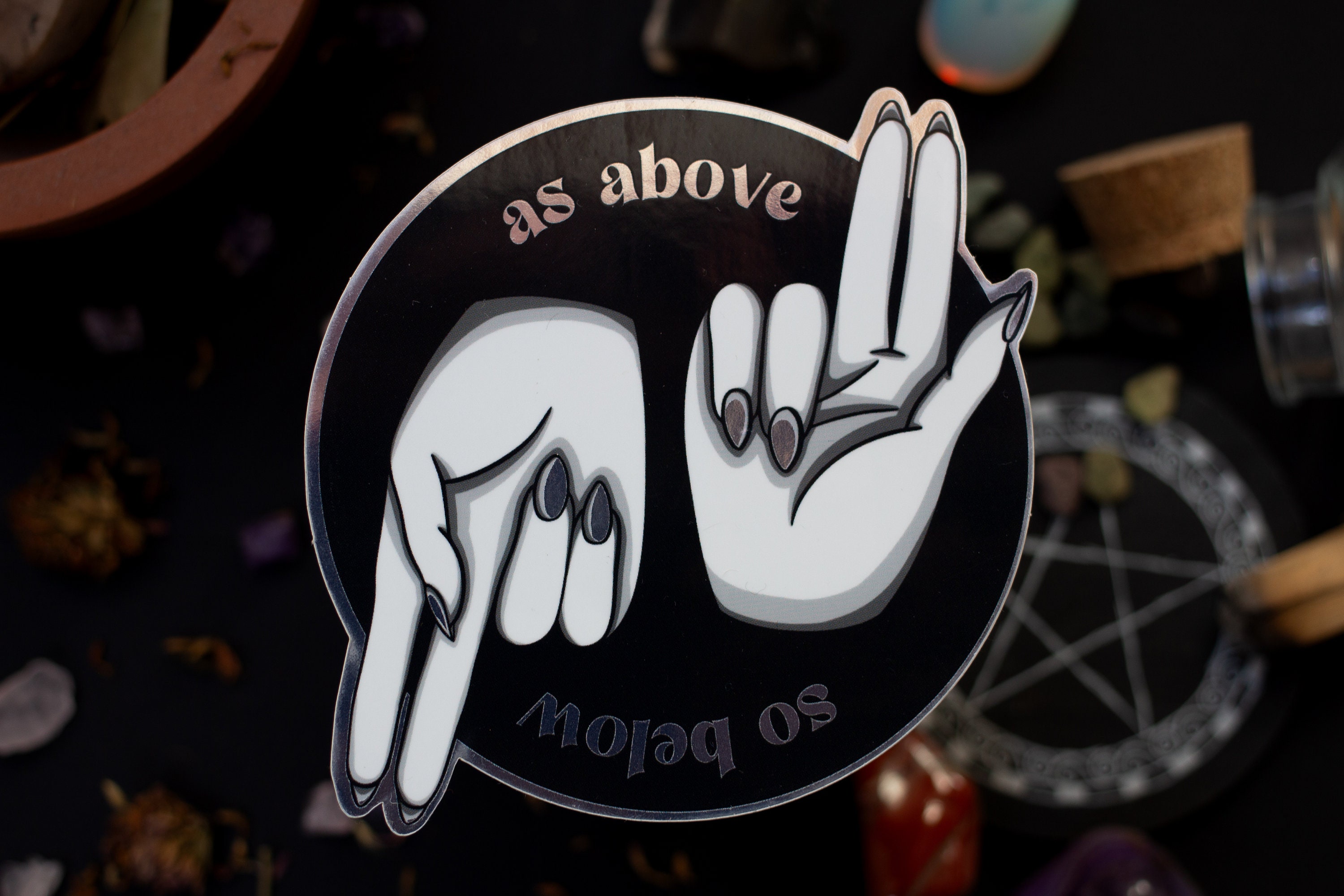 As Above so Below Baphomet Decal Vinyl Metallic Sticker Witchy Hands ...