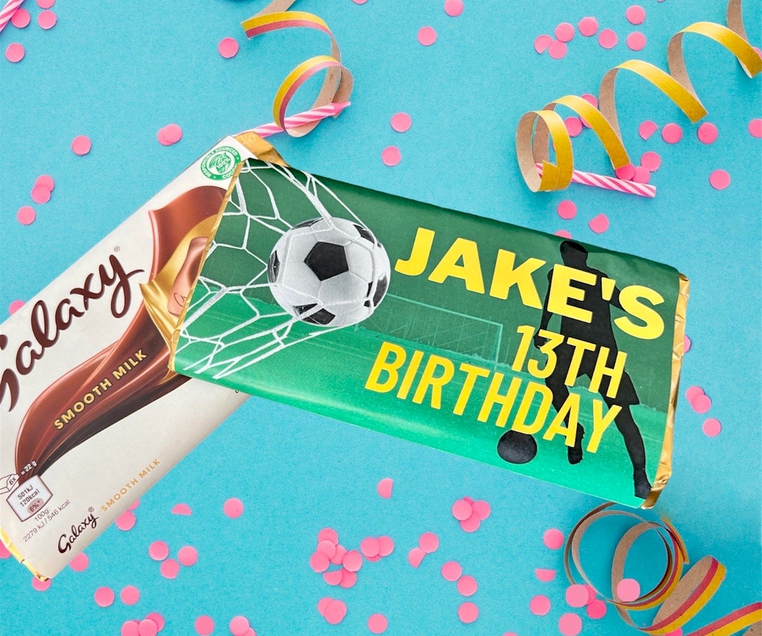 Personalised Football Themed Birthday Chocolate Bar Wrapper - Birthday ...