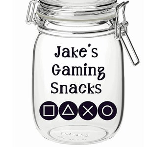 Personalised Gaming Snacks Jar Sticker Vinyl Decal Sticker | Etsy