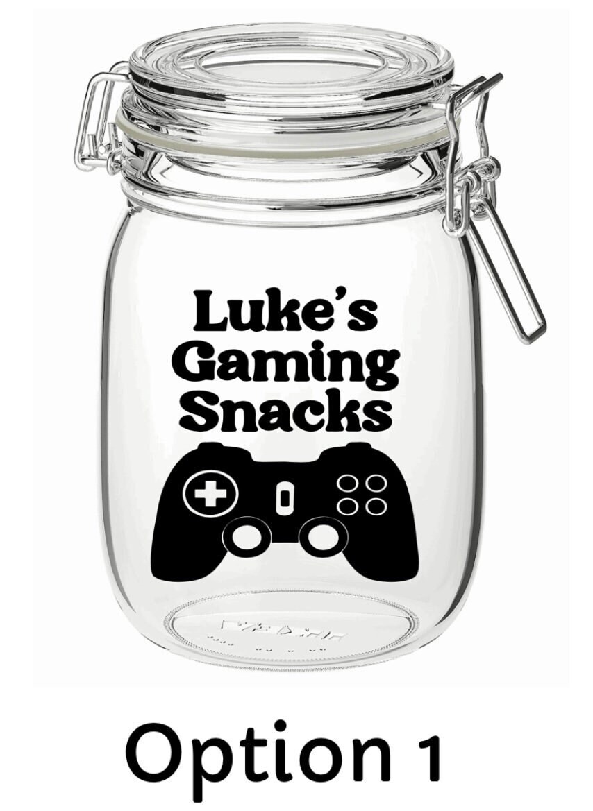 Personalised Gaming Snacks Jar Sticker Vinyl Decal Label - Etsy UK