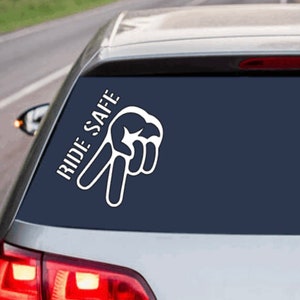 Ride Safe Motorcycle Respect, 2 Fingers Down - Vinyl Decal - Bikers ...