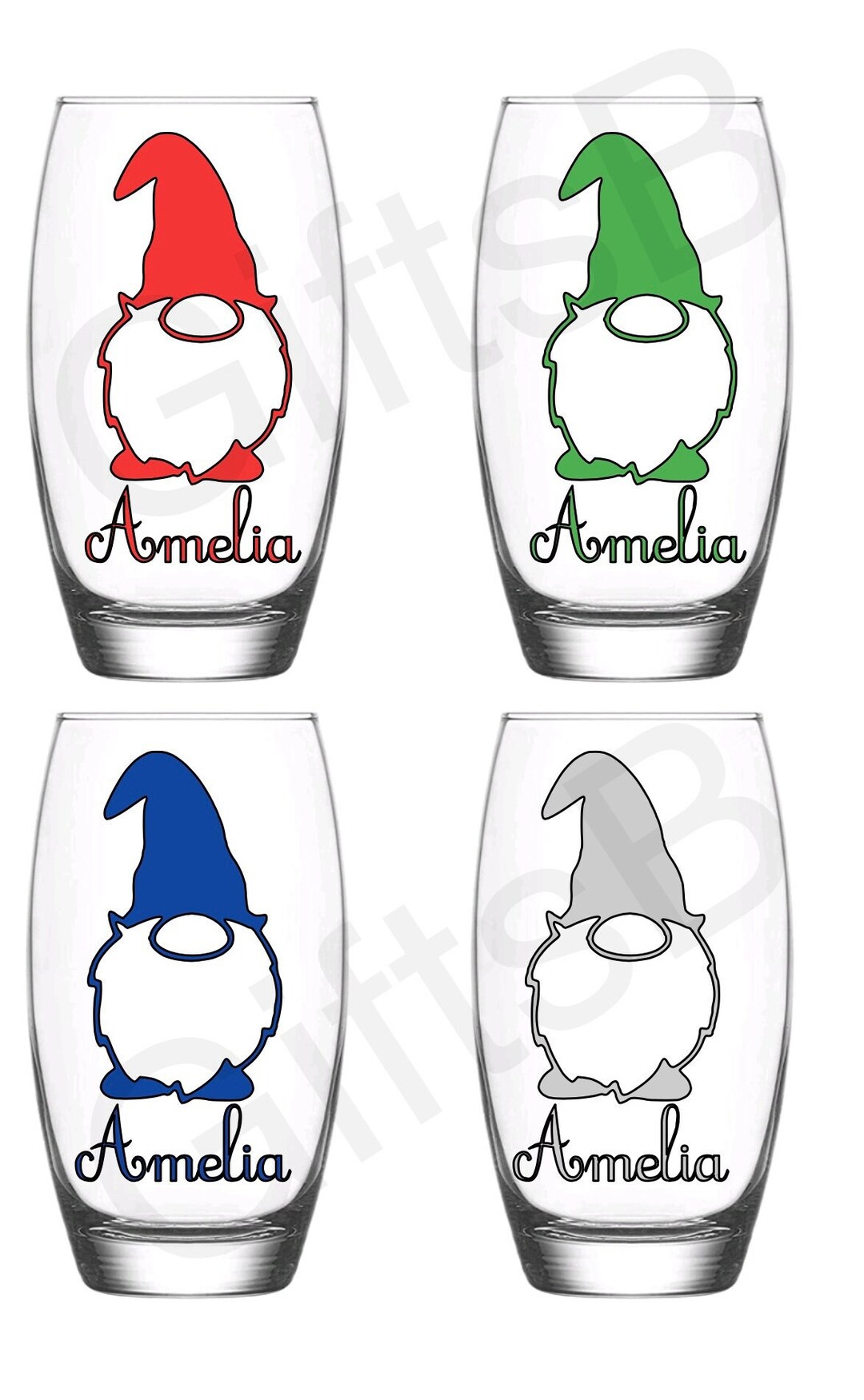 Personalised Name Christmas Gonk Glass Label -cup, Bottle Label - Decal ...