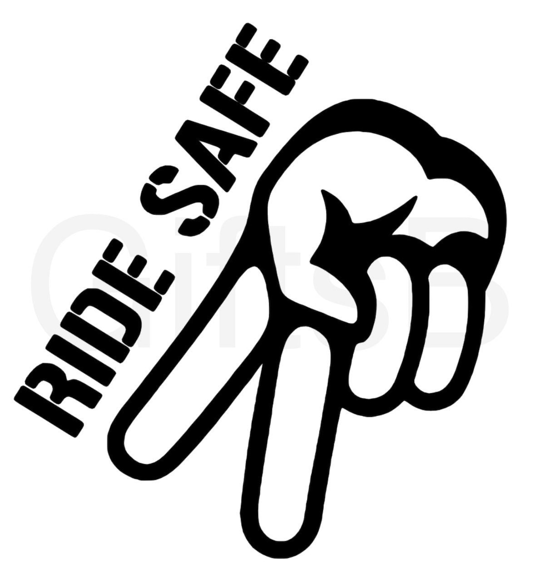 Ride Safe Motorcycle Respect, 2 Fingers Down - Vinyl Decal - Bikers ...