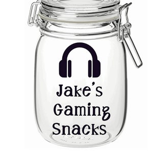 Personalised Gaming Snacks Jar Sticker Vinyl Decal Sticker | Etsy
