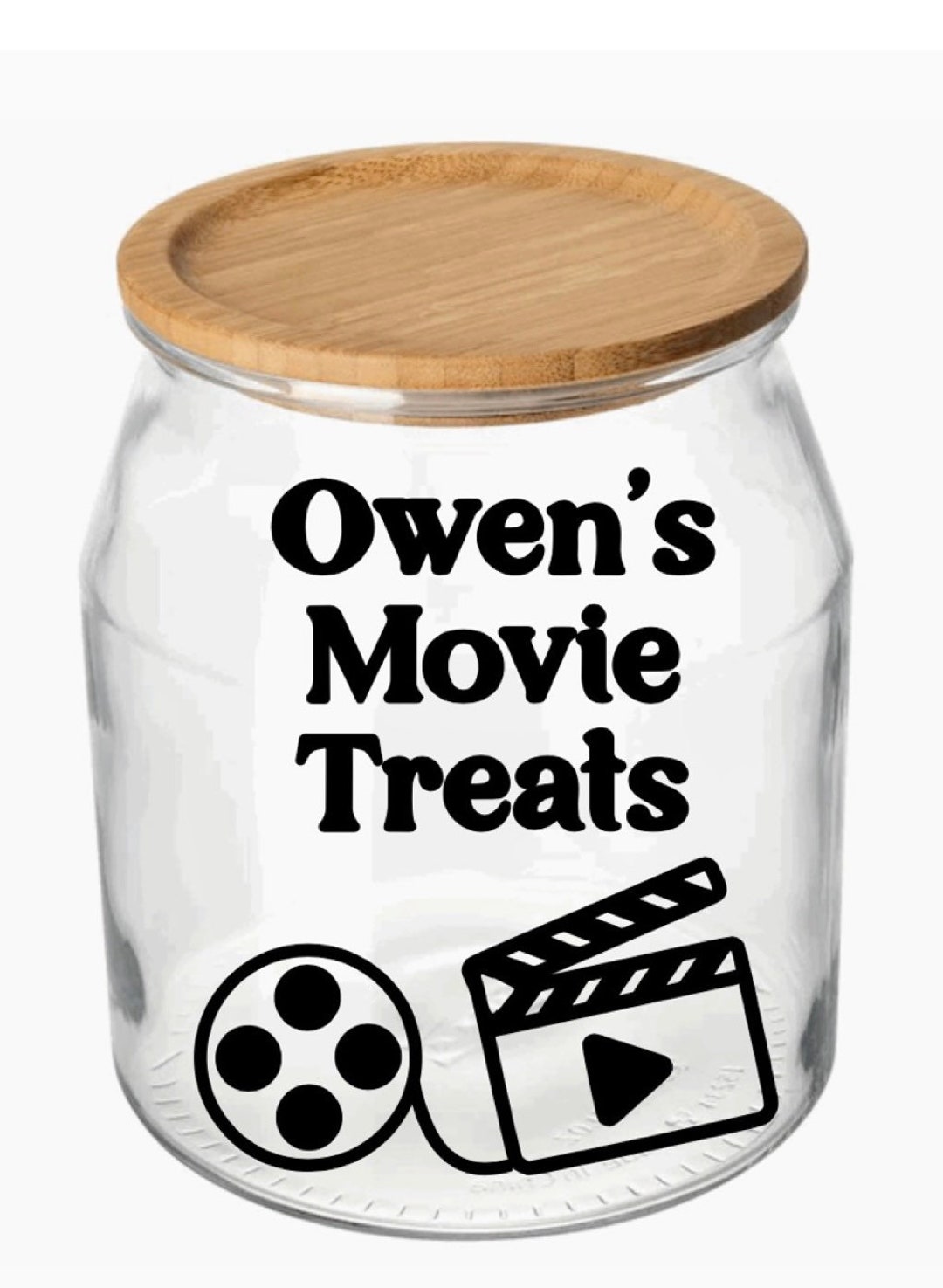 Personalised Movie Snacks/treats Jar Sticker - Vinyl Decal - Sticker ...