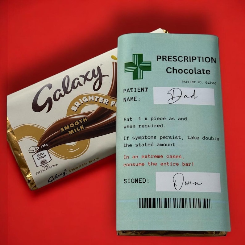 Personalised Prescription Chocolate Bar Wrapper Only, Novelty Gift, Fun ...
