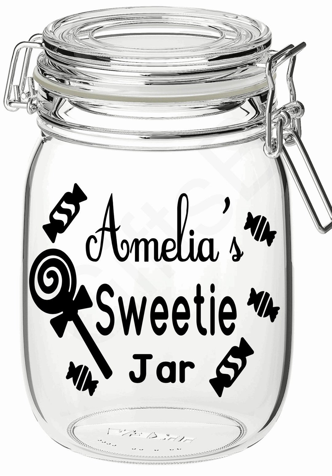 Personalised Sticker/label Decal for Sweet Jar... Add Your Own Name ...