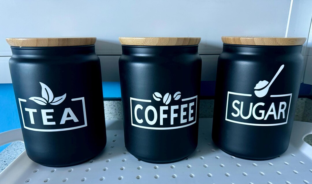 Custom Tea, Coffee & Sugar Vinyl Labels – Stylish Kitchen Organisation ...