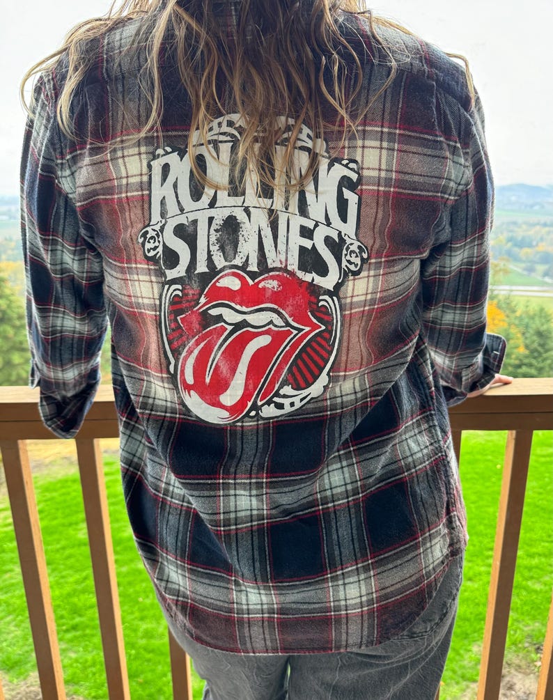 Classic Rock Bleached Distressed Flannel Rock N Roll - Etsy