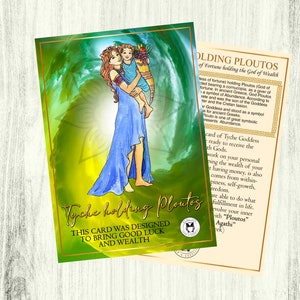 Tyche Holding Ploutos Card/greek Goddess of Luck Card Holding God of ...