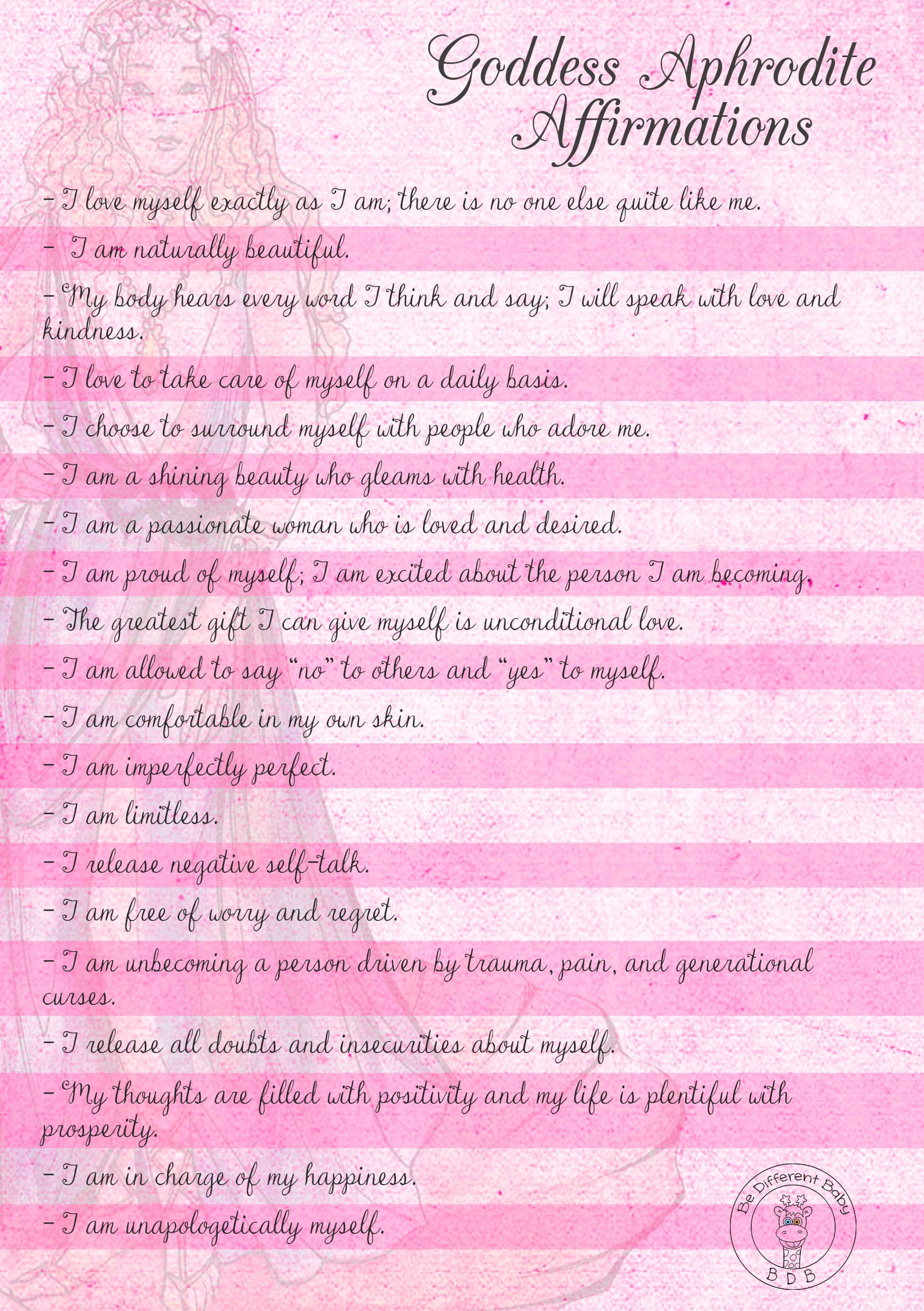 Goddess Aphrodite Affirmations/instant Download/aphrodite Affirmations ...