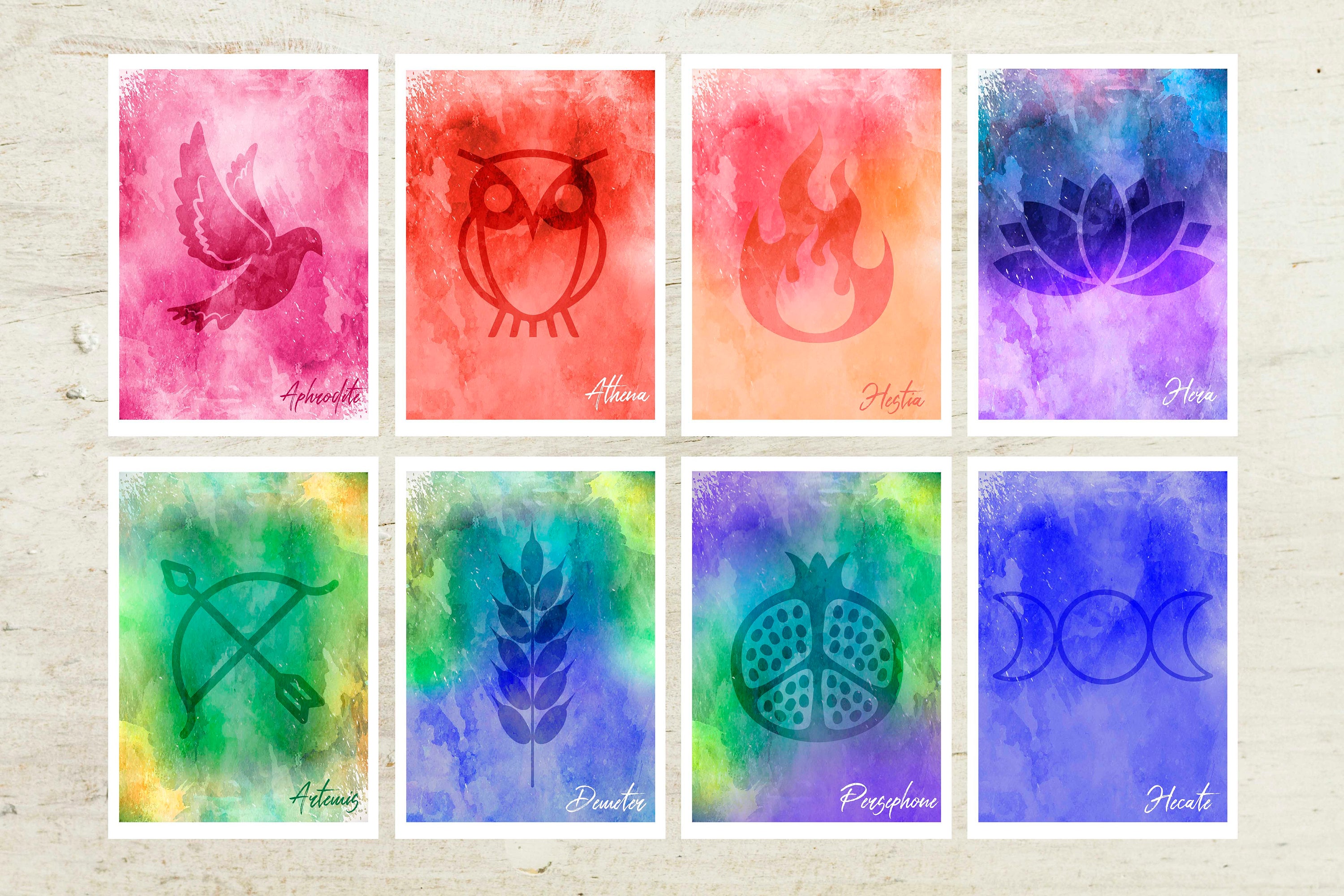 Greek Goddess Symbols Cards/8 Greek Goddess Symbols - Etsy